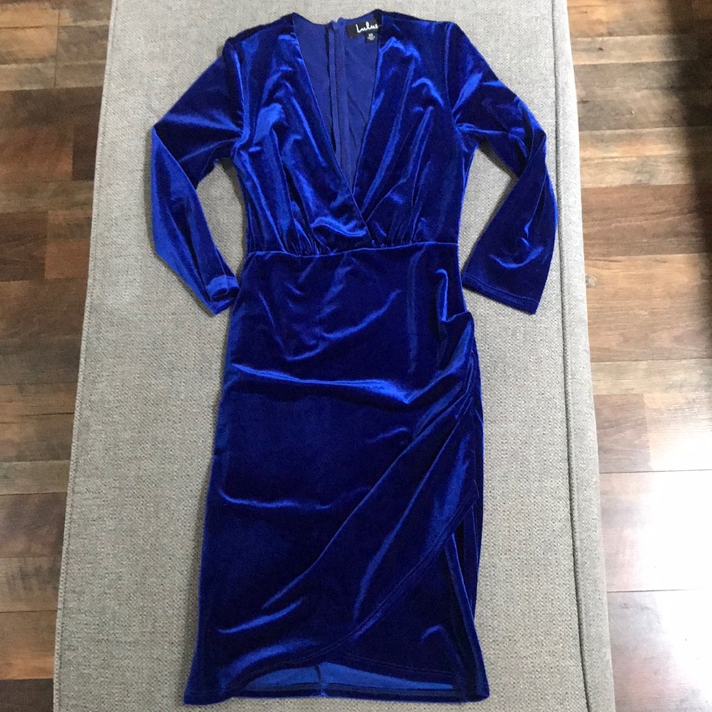 Lulus Royal Blue Velvet Dress - Gem